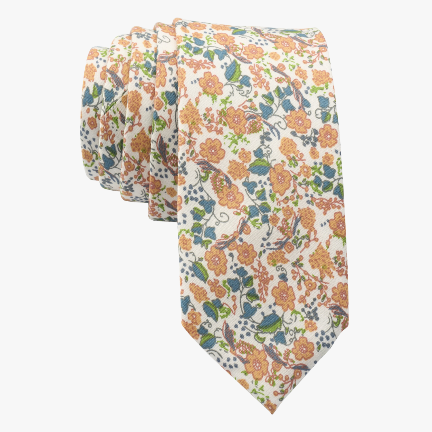 Orange Cream Floral Skinny Ties, Savannah | Otis & Oliver